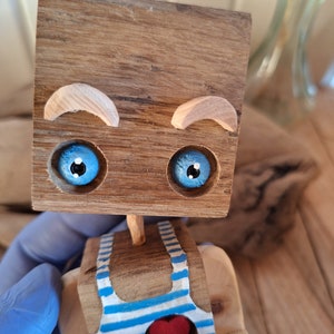 Handcrafted Wooden Robot With Fish , Handmade Sailor Robot Decor ...