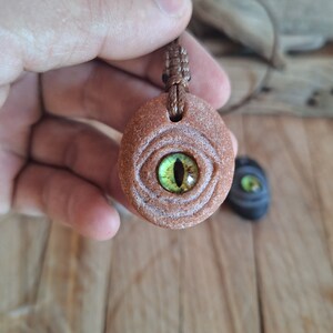 Unique Stone Pendant Necklace Hand-engraved Eye Shape With Inserted ...