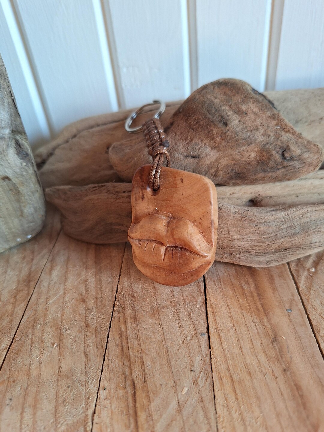 Hand Carved Apple Wood Lips Keychain: Unique Miniature Sculpture - Etsy