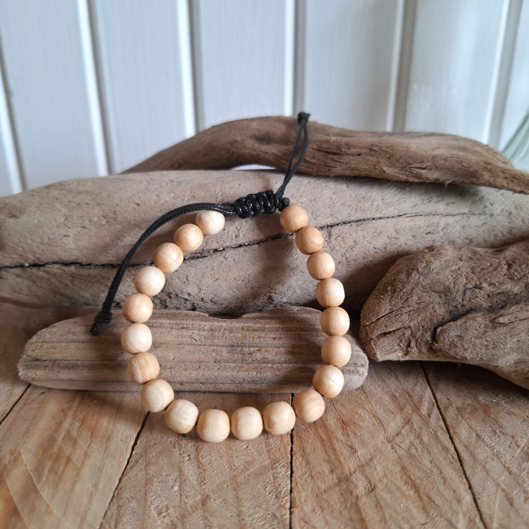 Handmade Bracelet With Handcrafted Juniper Wood Beads , Handcrafted ...