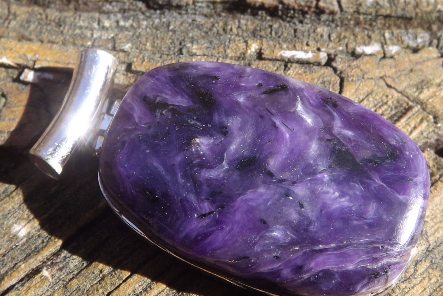 Large Charoite Pendant Unique Beautiful Pendant, Magical, Healing ...