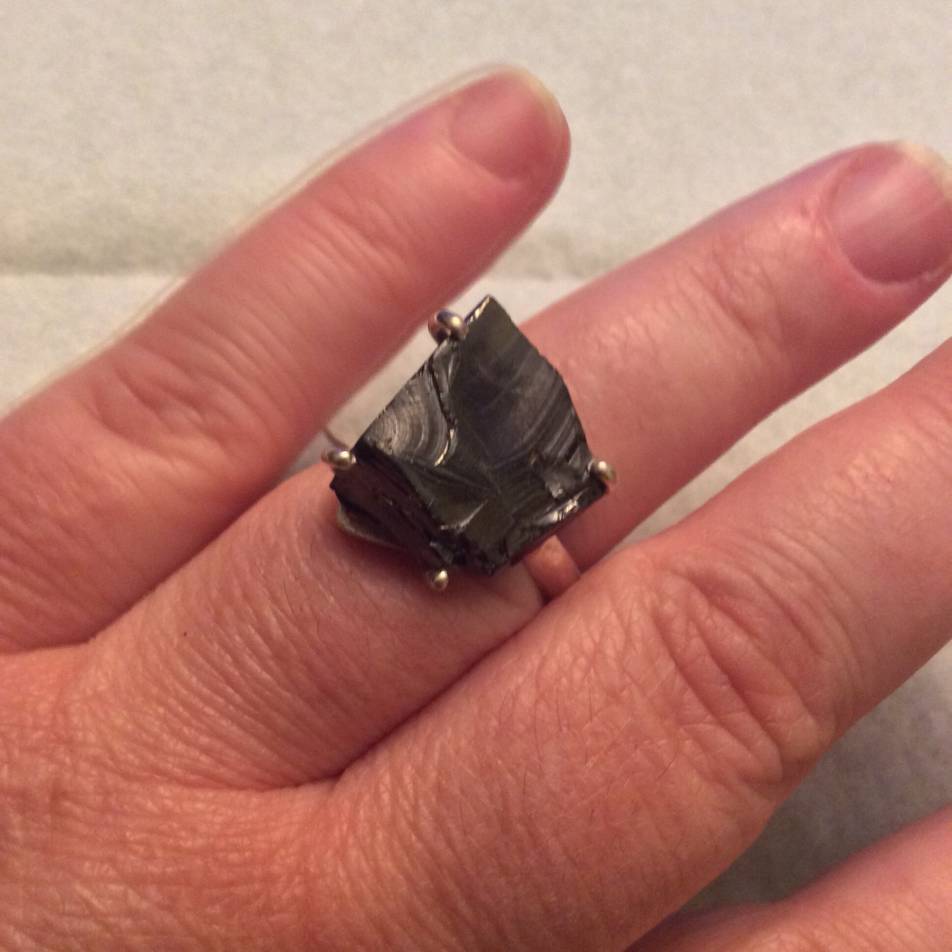 Rare Shungite sterling silver ring size 8 Reiki healing amazing magical ...