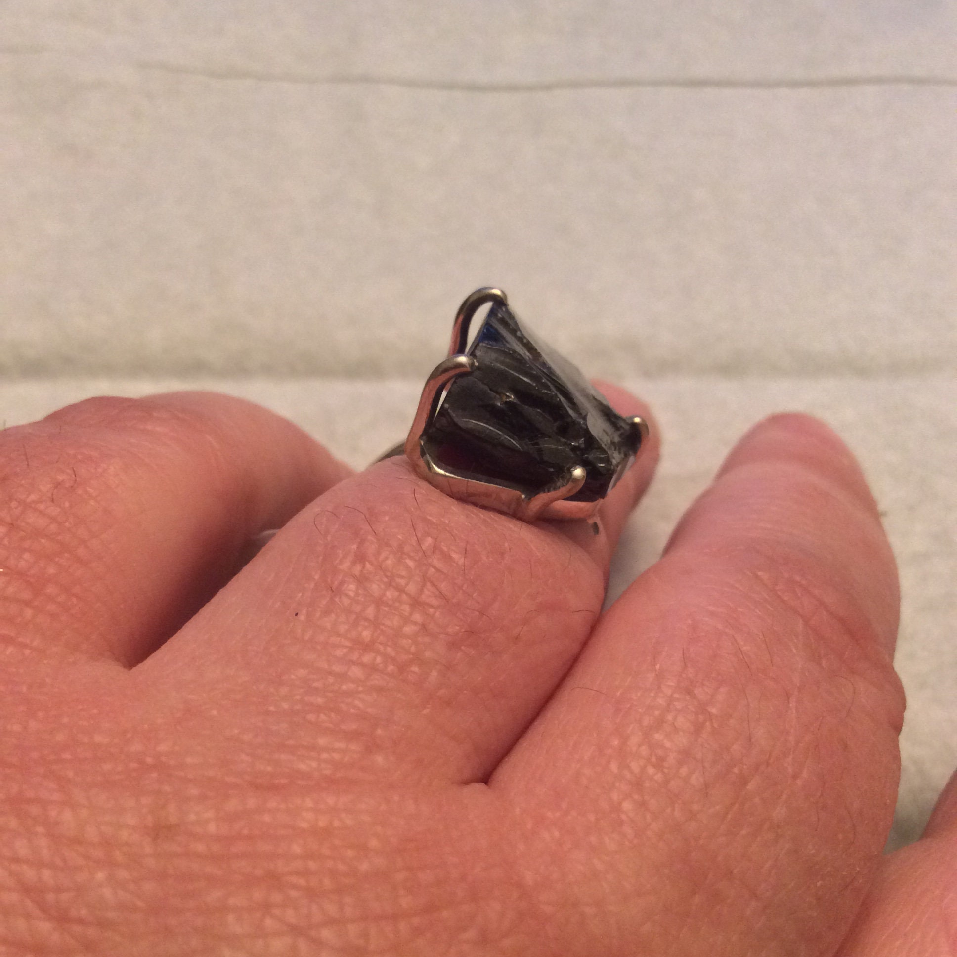 Rare Shungite sterling silver ring size 8 Reiki healing | Etsy