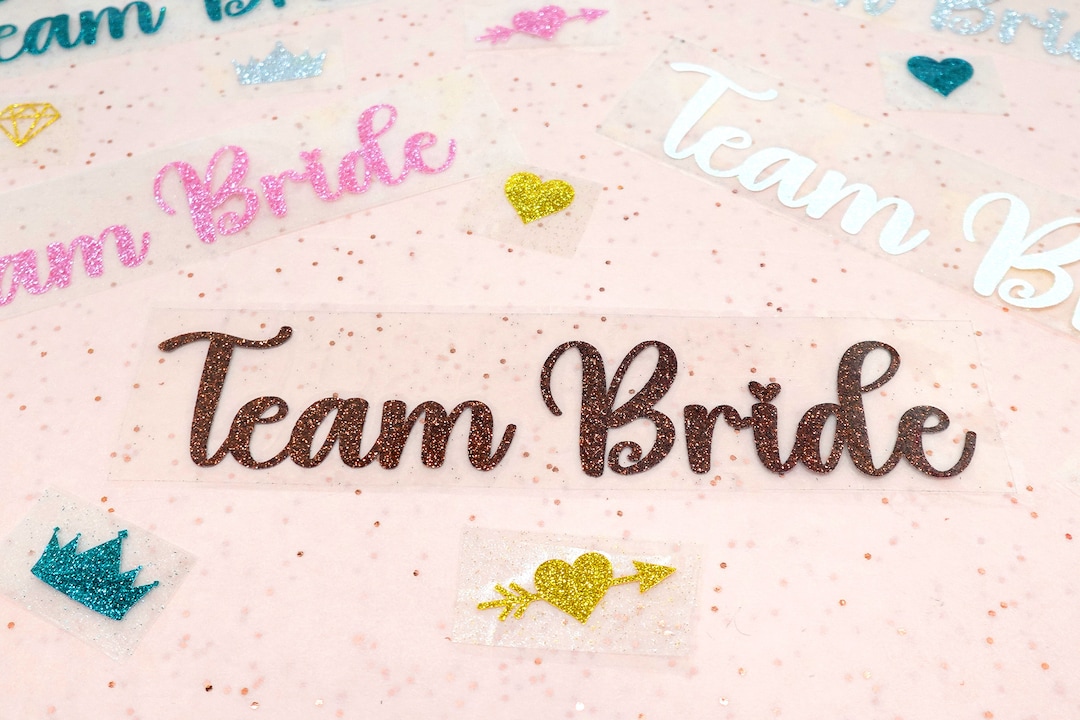 Team Bride Glitter Iron on Decal- Bachelorette Party Decals- Bride ...