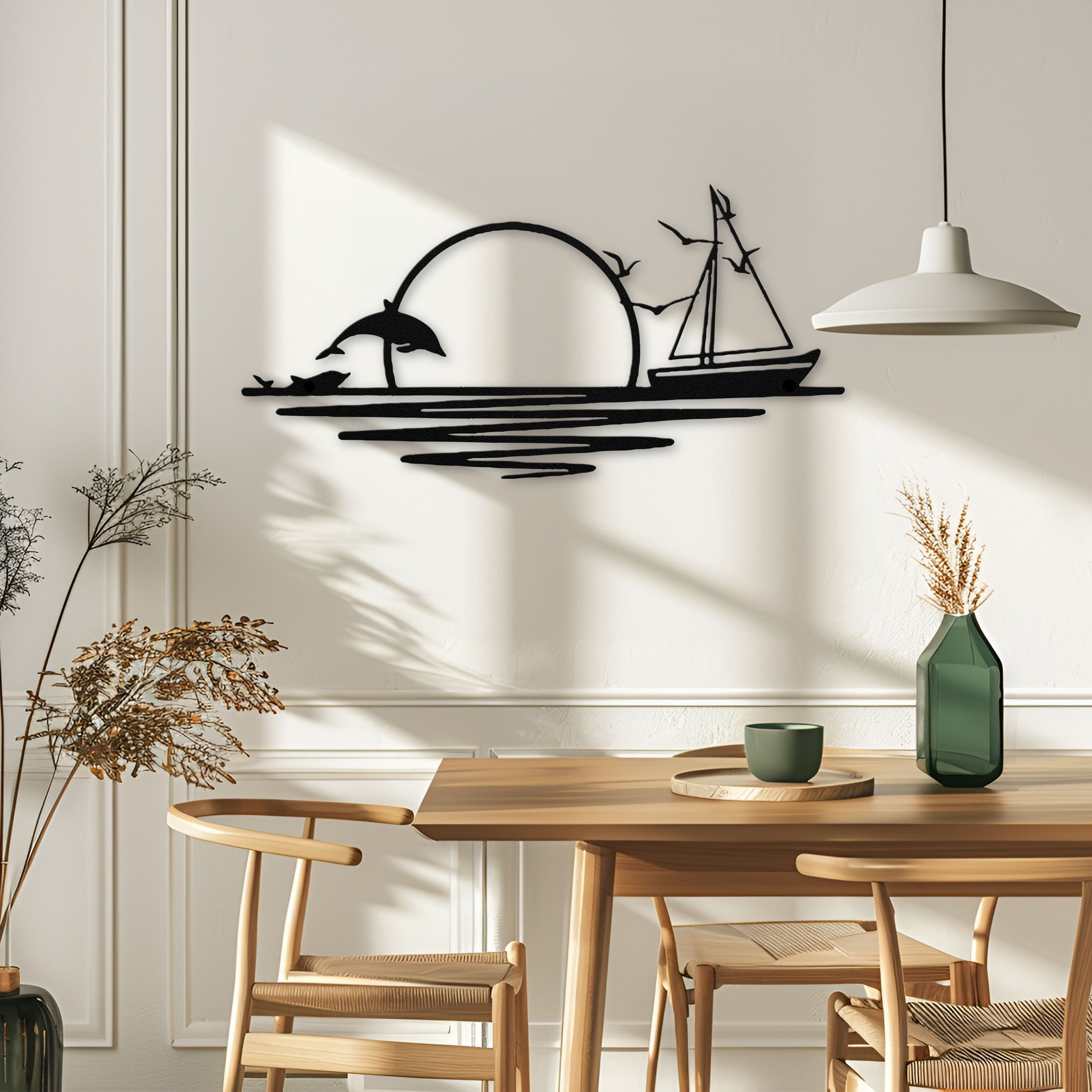 Modern Sunset Beach Metal Art Sign, Sun Metal Wall Art, Summer Outdoor ...