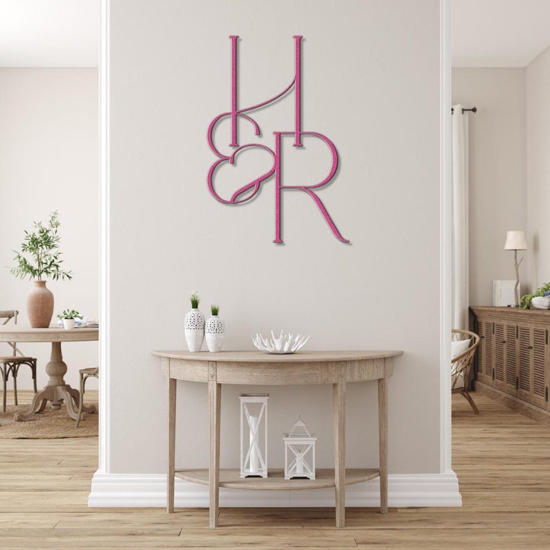 Personalized Metal Initial Sign: Modern Monogram Door Hanger, Newlywed ...