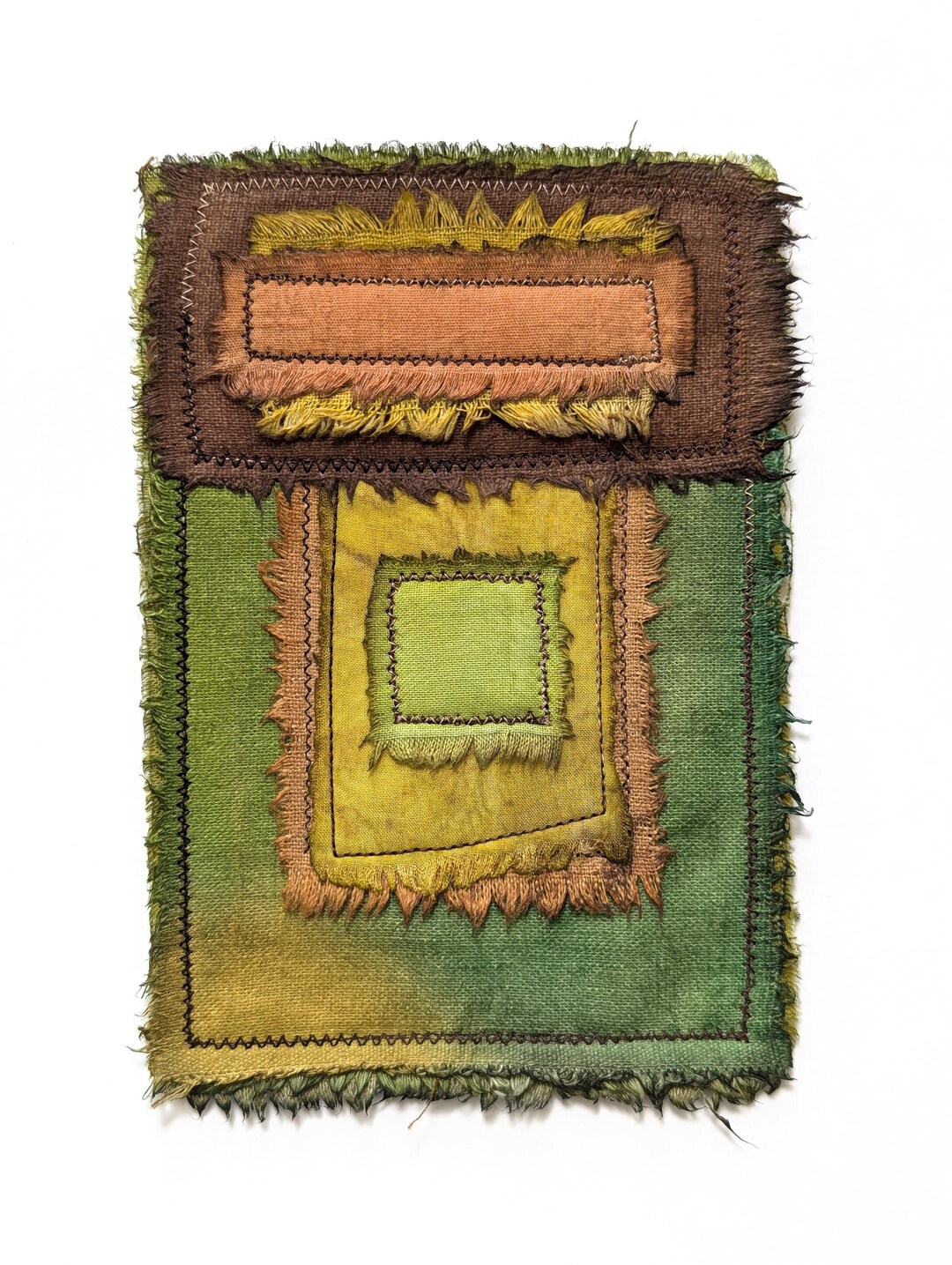 Frayed Edged Hand-painted Fabric Collage Patch in Earthy Colors - Etsy