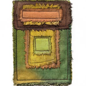 Frayed Edged Hand-painted Fabric Collage Patch in Earthy Colors - Etsy