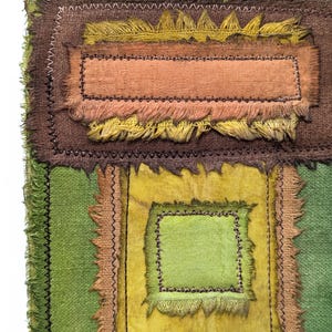 Frayed Edged Hand-painted Fabric Collage Patch in Earthy Colors - Etsy