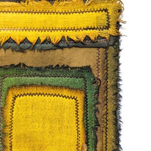 Ragged-edged, Hand-painted Fabric Collage Patch, in Yellows and Greens ...