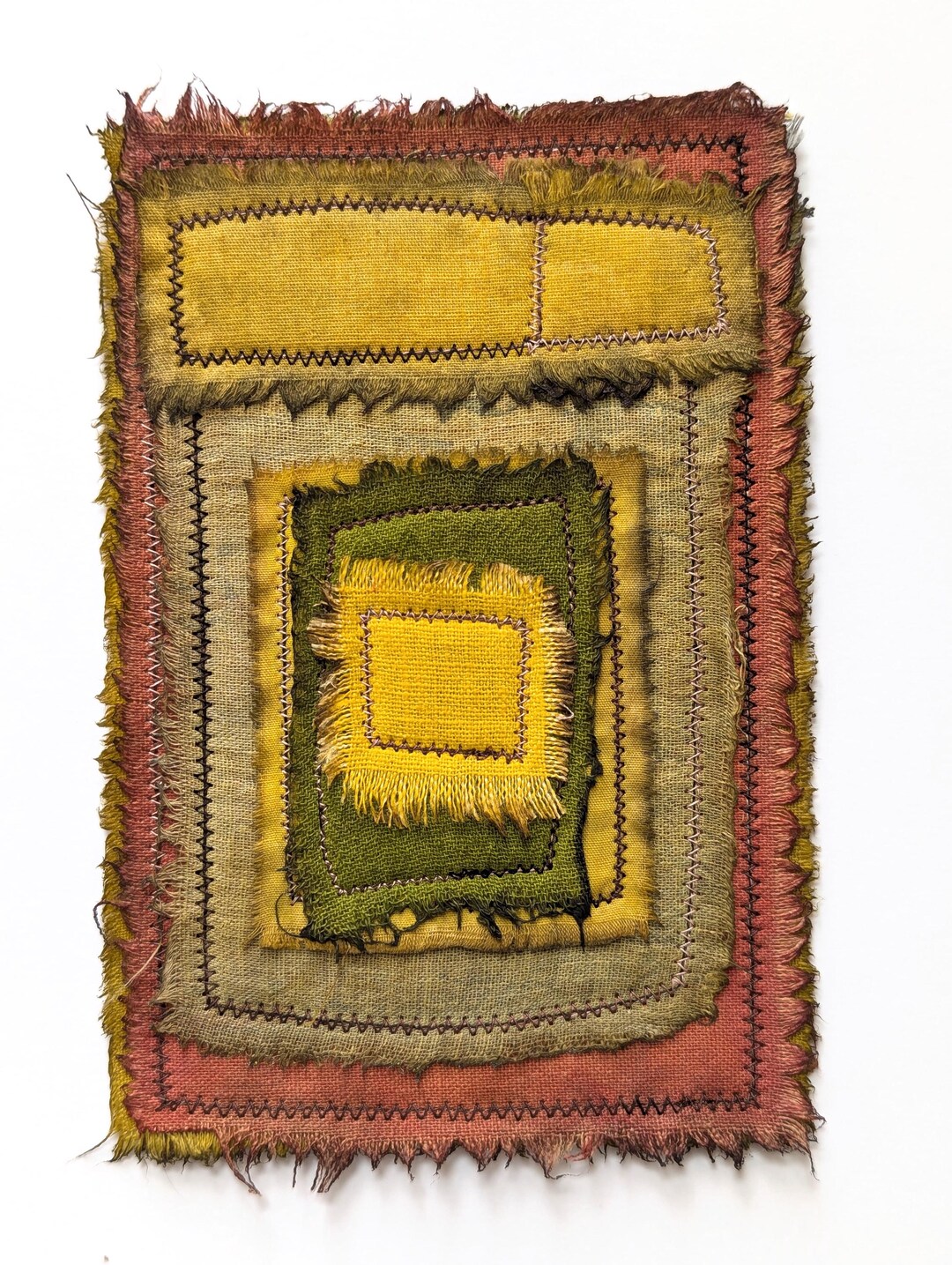 Raw-edged, Hand-painted Fabric Collage Patch in Earthy Colors - Etsy