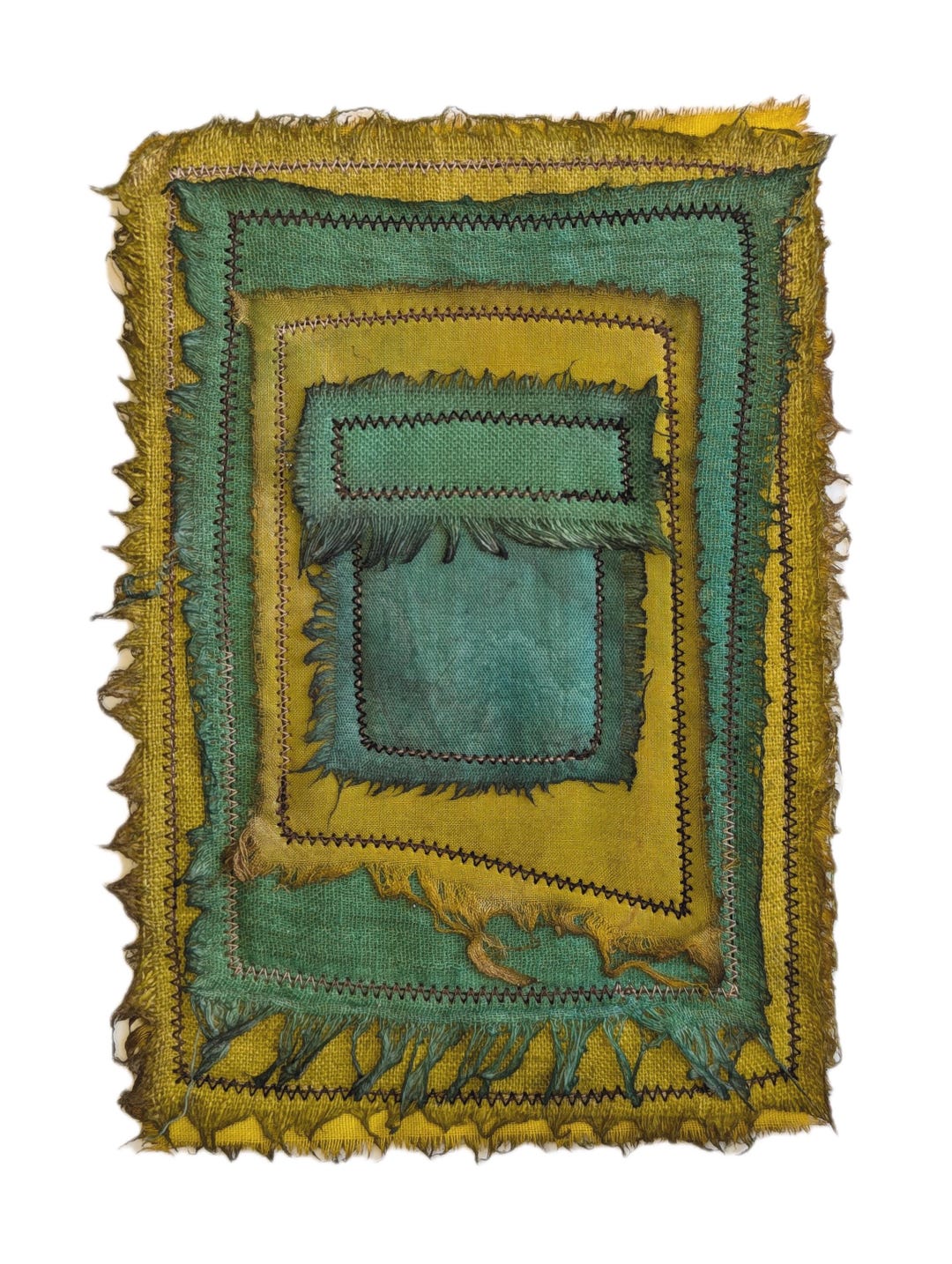 Hand-painted Fabric Collage Patch in Yellows and Greens - Etsy