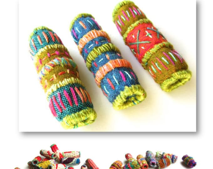 Quilted Fabric Beads Tutorial: Embroidery Bead Pattern (PDF Digital ...