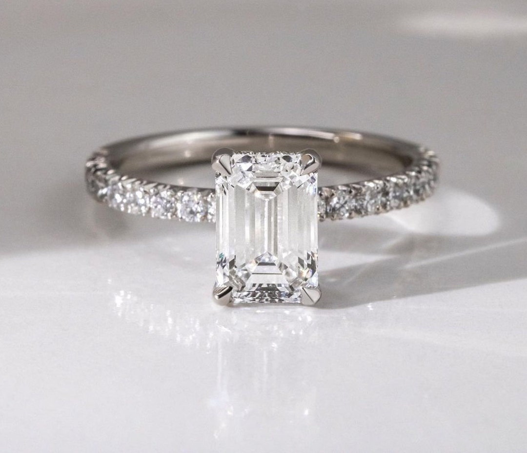 2 CT Rare Emerald Cut Lab Grown Diamond Solitaire Ring,igi Certified F ...