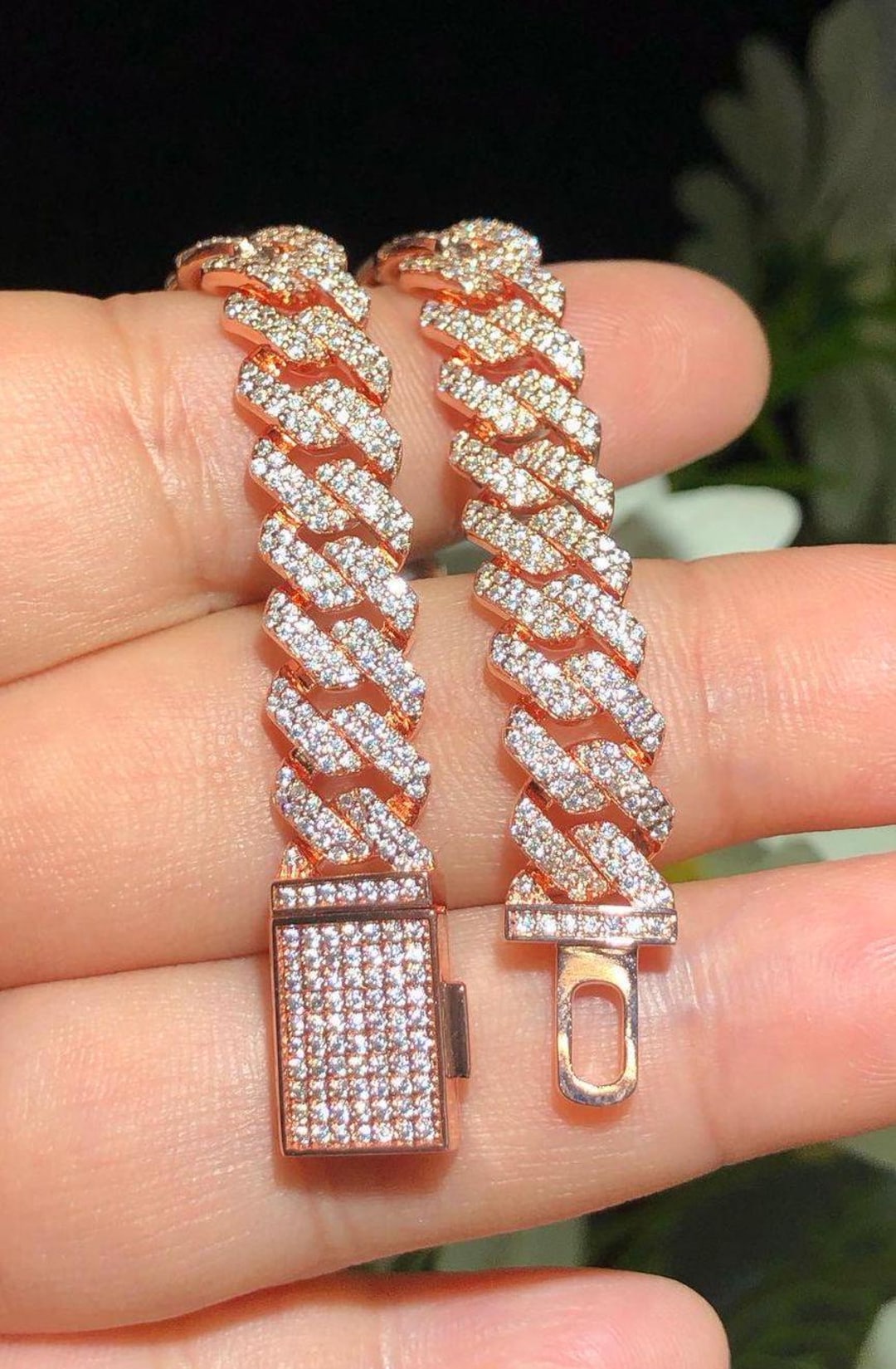 Lab Grown Diamond Miami Cuban Link Bracelet, Solid Gold Hip Hop ...