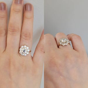 Flower Engagement Ring, 3.95 Carat Lab Grown Diamond • Custom Leaf ...