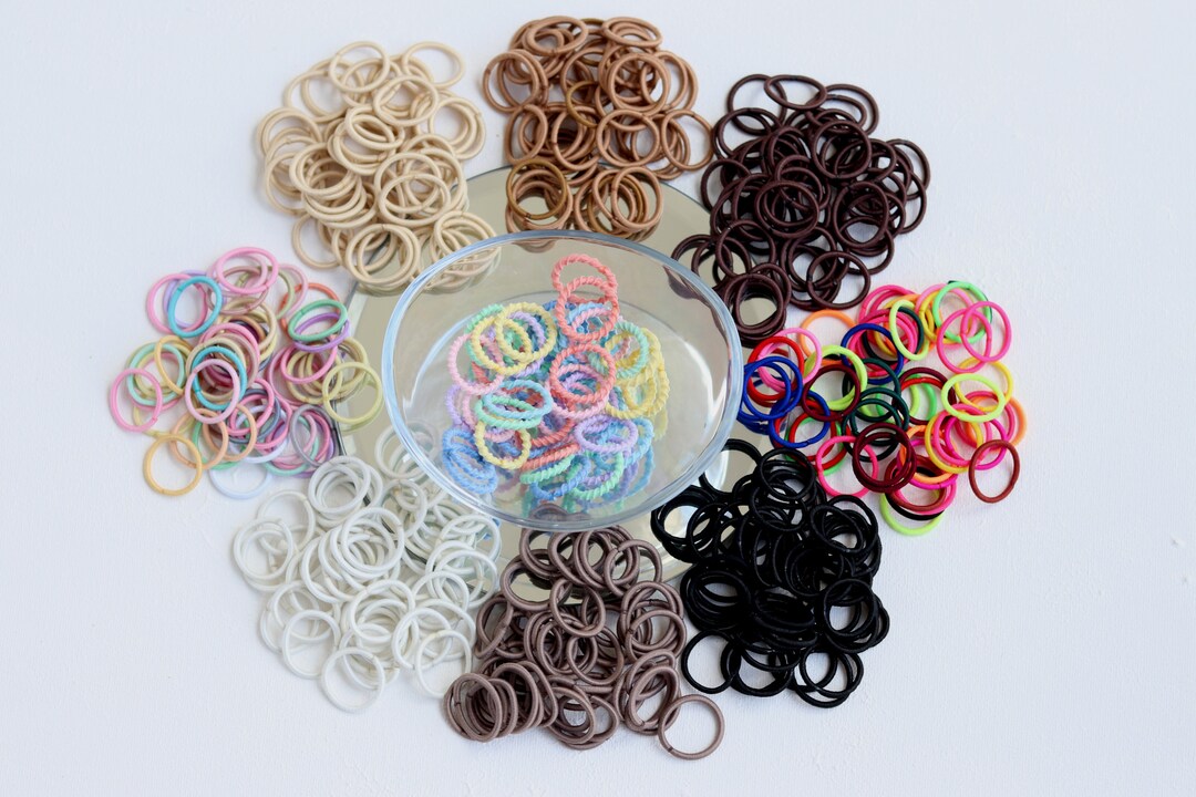 Mini Hair Ties, Tiny Hair Elastics, Small Hair Bands, Bundle SET of 10 ...