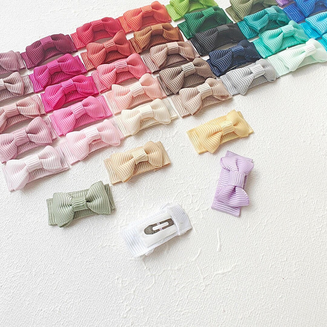 Mini Bow Hair Snap Clips- Pair of Baby Girl Tiny Barrettes, 1.3 Inch - Etsy