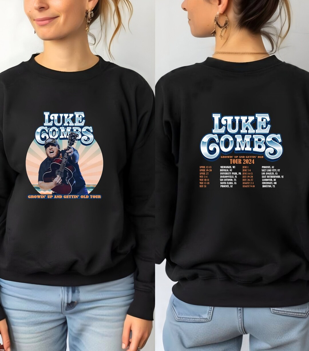 Luke Combs 2024 Tour Two Sided Sweatshirt, Combs Merch,country Music ...