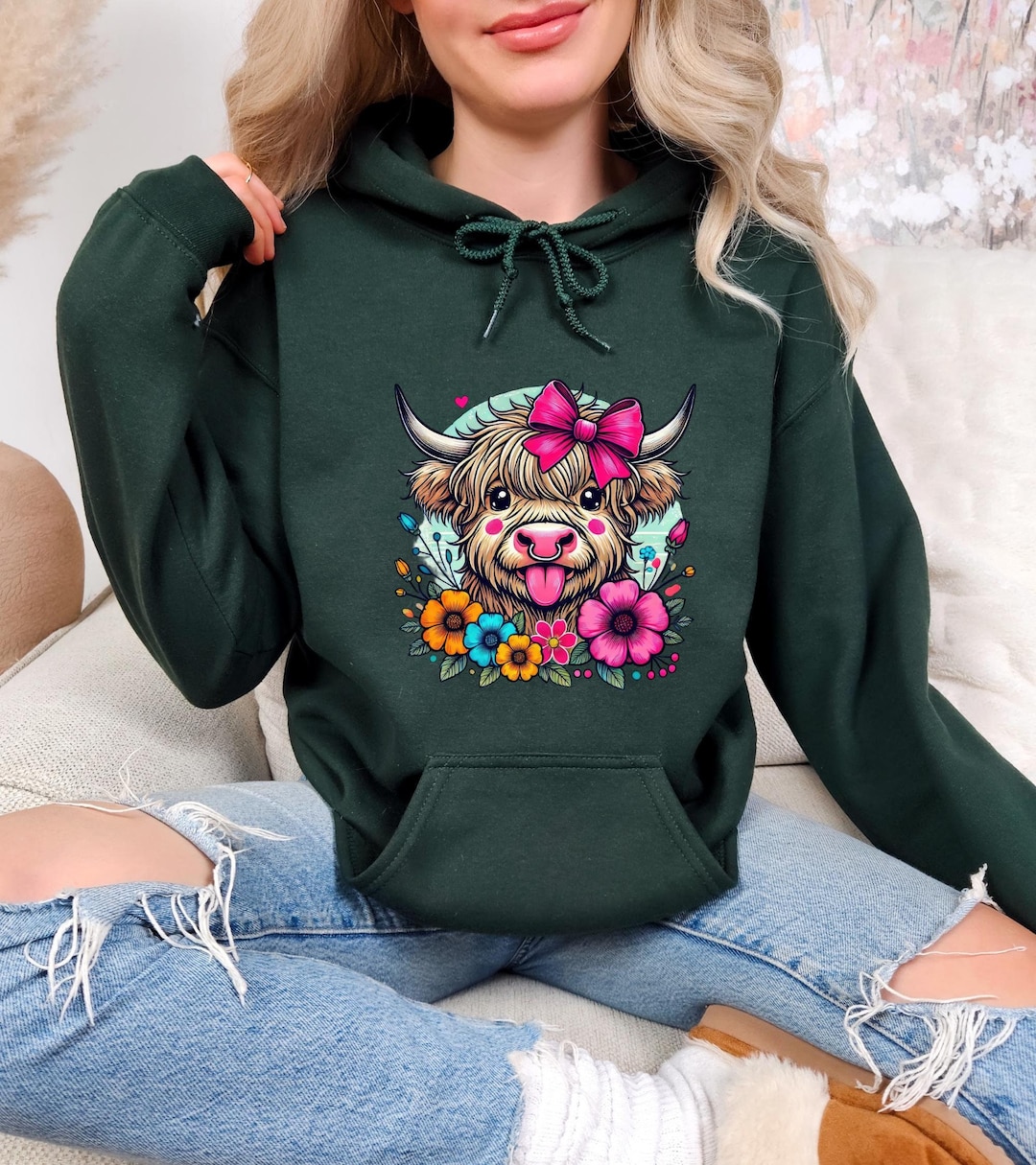 Highland Cow Hoodie, Highland Cow Sweatshirt, Cute Cow Sweater,western ...