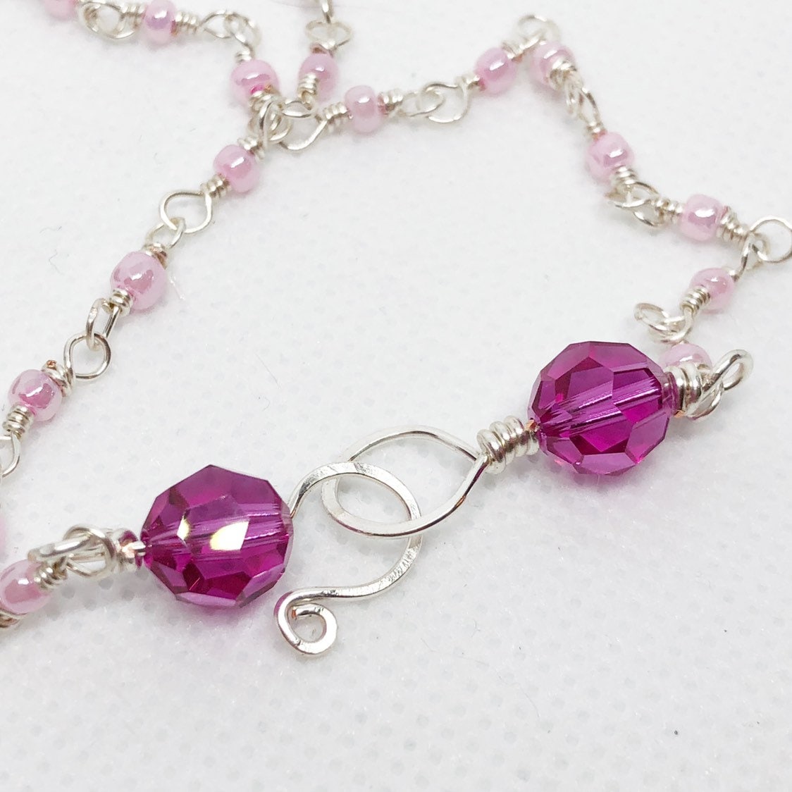 Pink Flower Polymer Clay Necklace Swarovski Crystal Gifts | Etsy