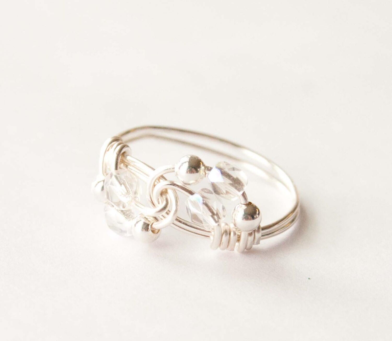 Double Twisted Silver and Crystal Ring Bridal Gifts Gifts | Etsy