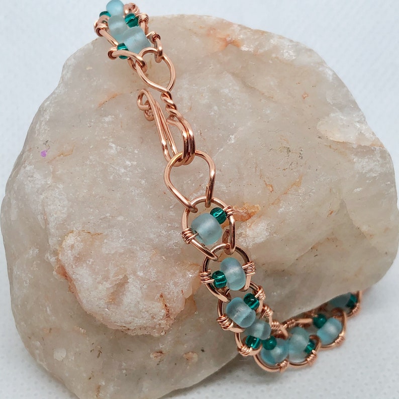 Copper Link Bracelet Wire Wrapped Jewelry Repurposed Jewelry - Etsy