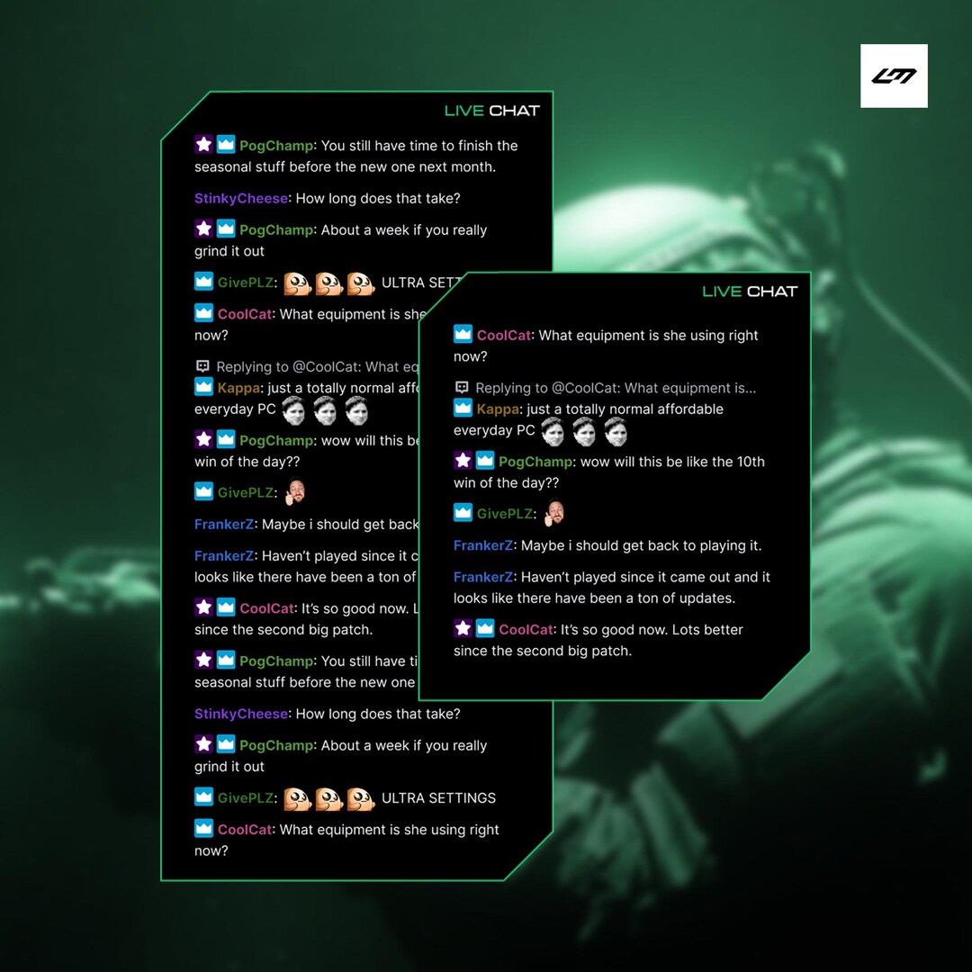 Covert Ops Chat Box Overlay – Green & Black Tactical Stream Chat Frame ...