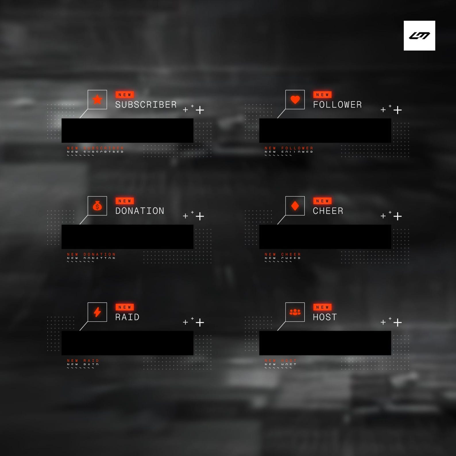 Tech Warfare Stream Overlay Pack – Black & Orange Glitch Animated ...