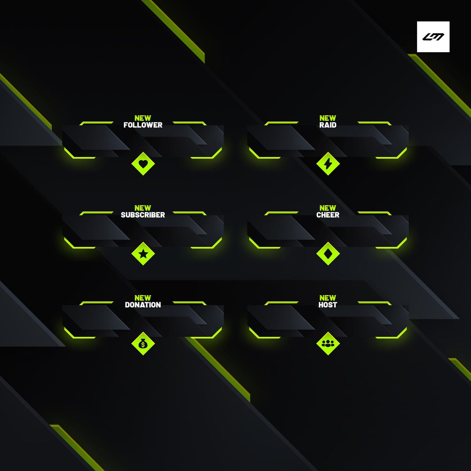 Vanguard Stream Overlay Pack – Sleek Green & Gray Animated Stream ...