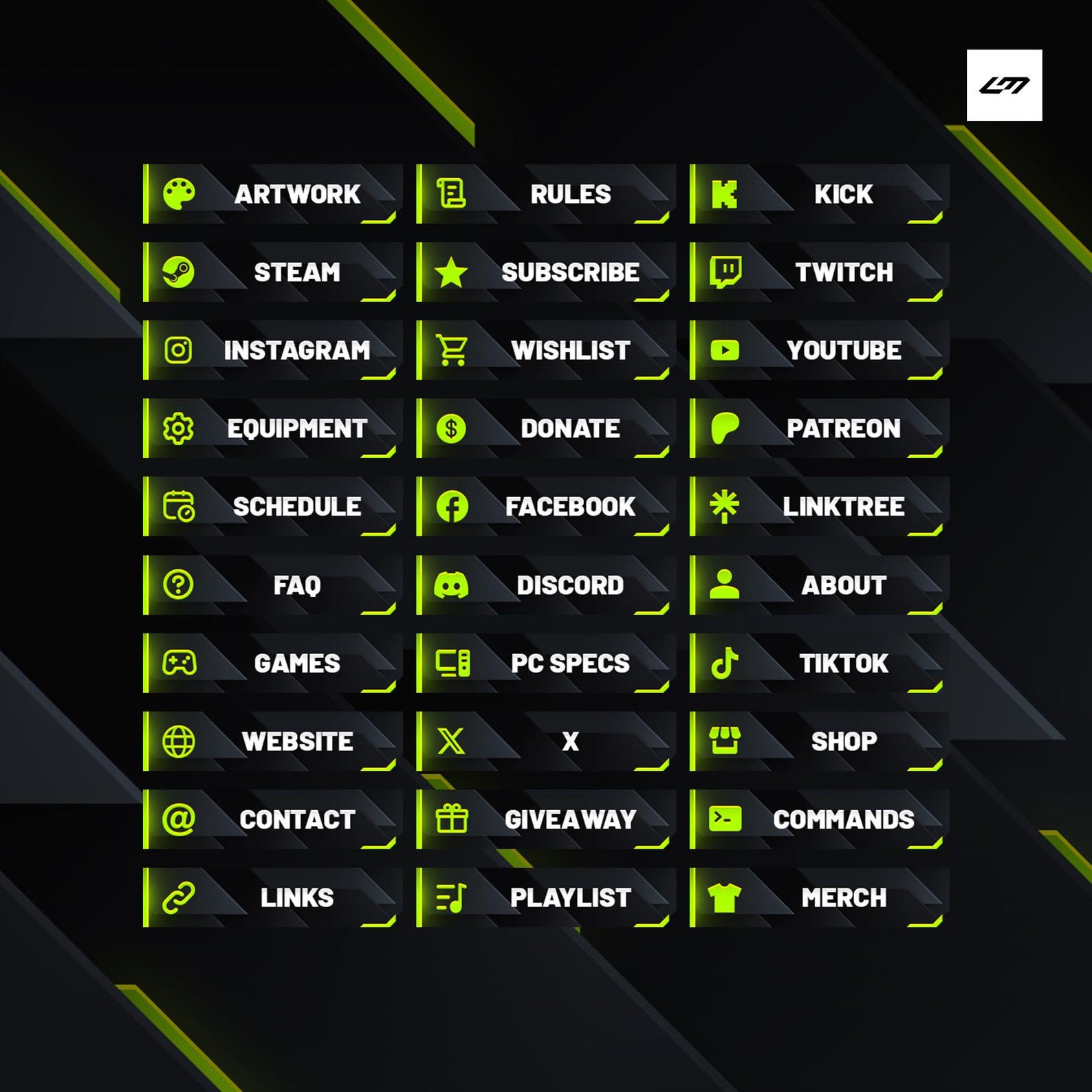 Vanguard Stream Overlay Pack – Sleek Green & Gray Animated Stream ...