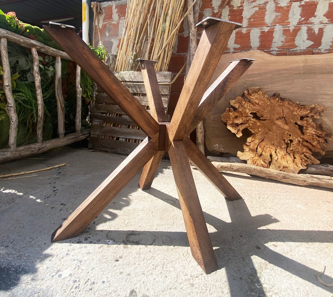 Round Table Base, Dining Table Legs, Wood Table Legs, Solid Walnut Wood ...