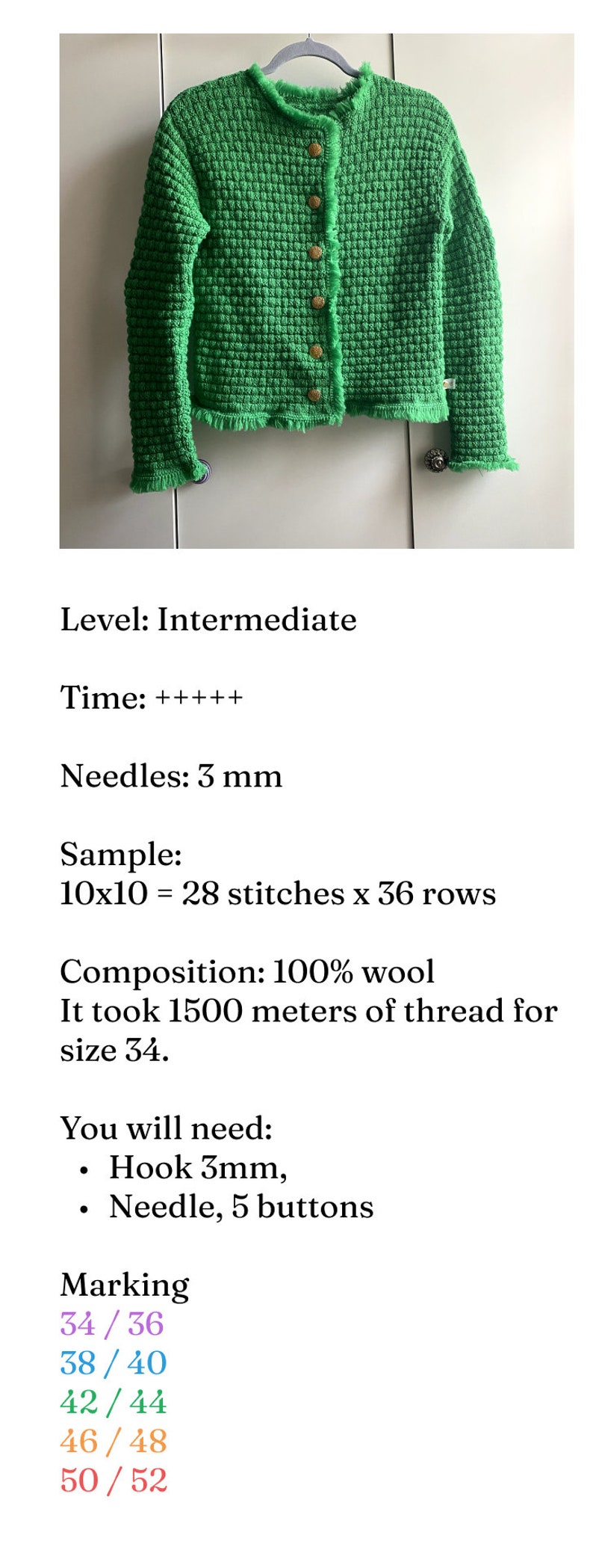 Green Knitting Cardigan Pattern for Beginner With Tutorial - Etsy