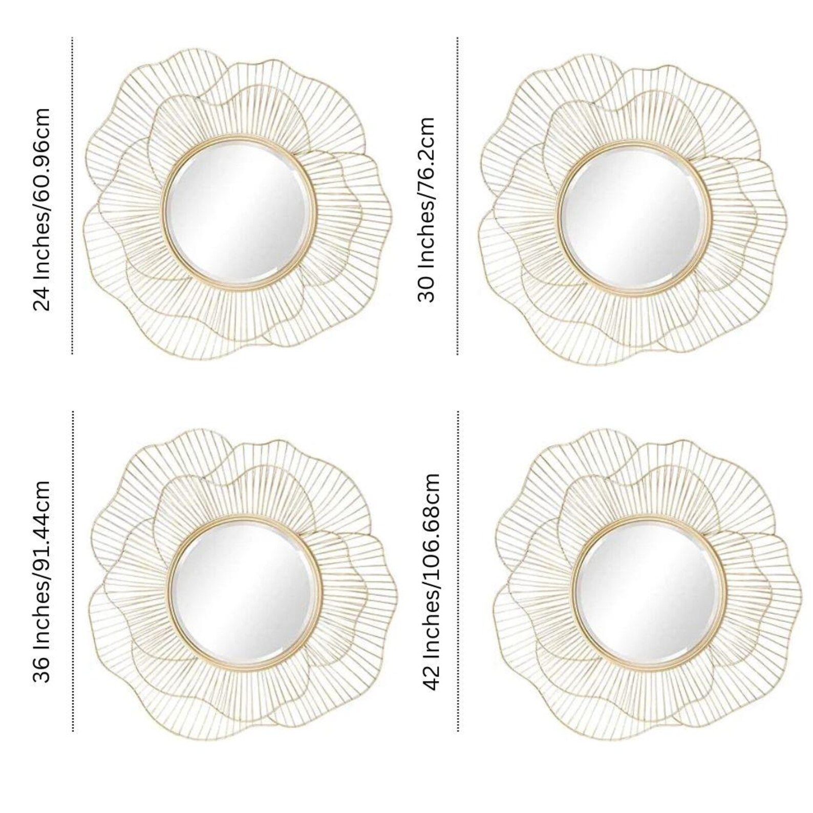 Metal Floral Wall Mirror, Oversized Golden Floral Mirror, Farmhouse ...