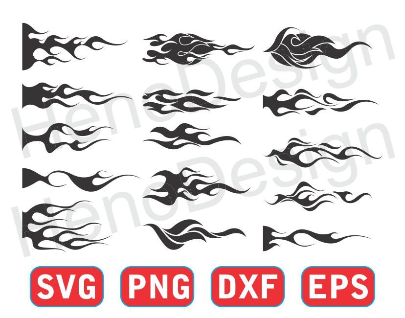 Flames SVG 4 in 1 for Digital Download Vector Svg, Png, Dxf, Eps - Etsy