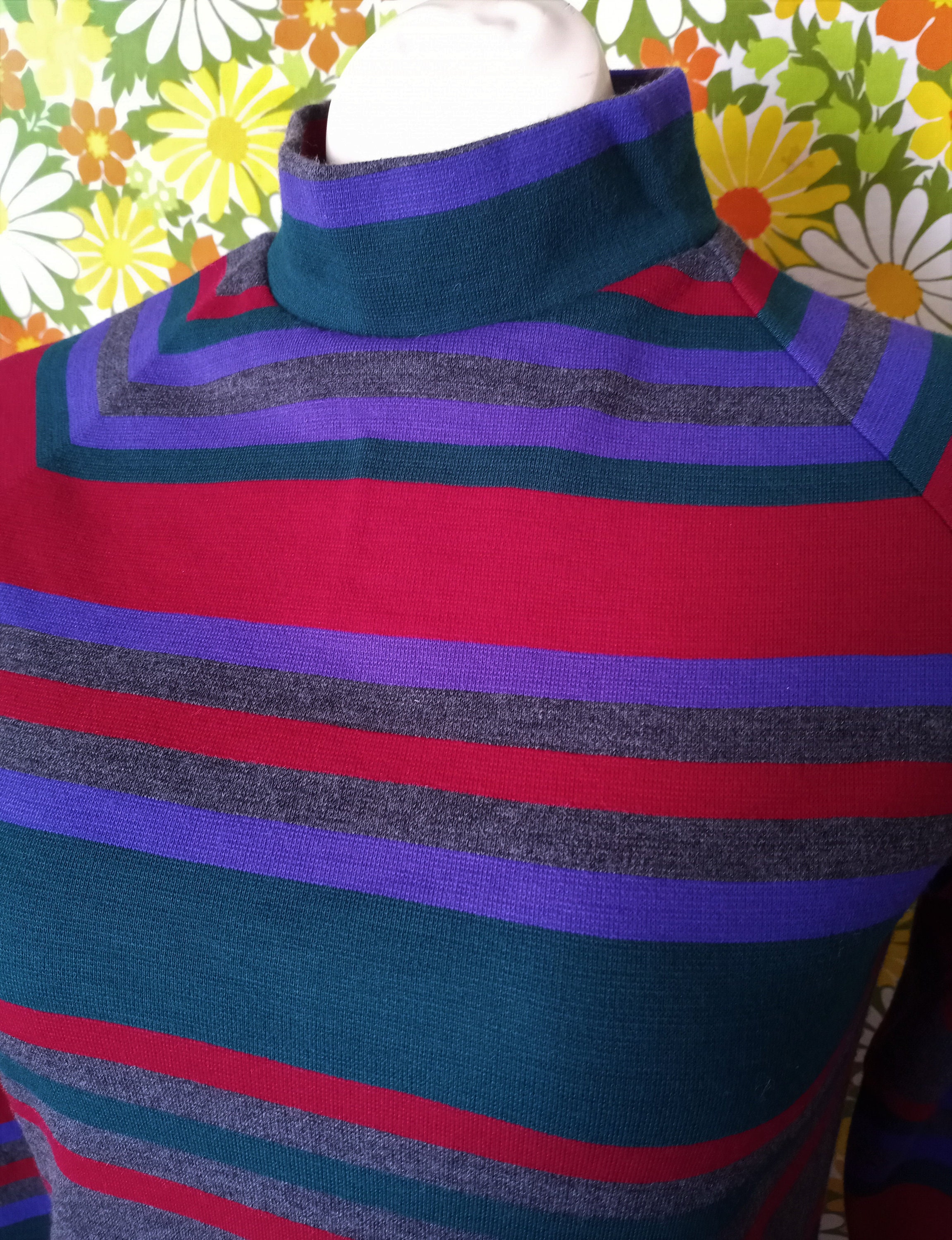 Vintage Striped 1960's Micro Mini Dress With Mock Turtleneck - Etsy