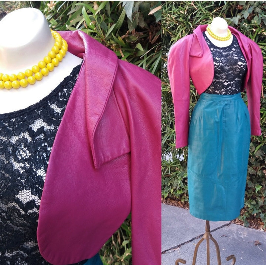 Fierce Fuchsia Vintage Leather Bolero Jacket by Jean Claude Jitrois - Etsy