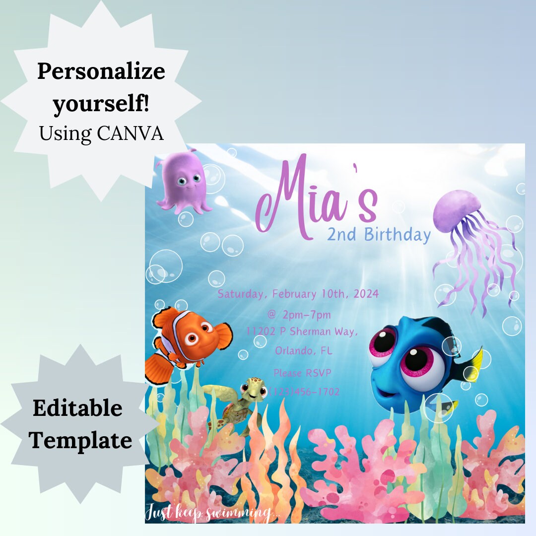 Finding Dory Birthday Invite - Etsy