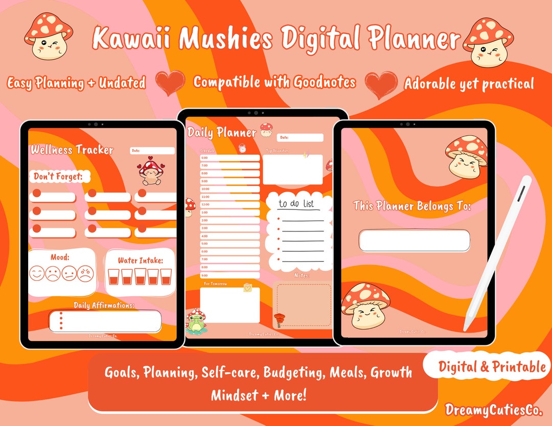 Kawaii Mushies Cute Digital Planner Mushroom Planner Good Notes Planner ...