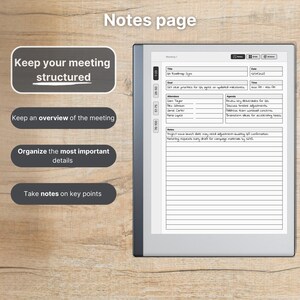 Meeting Minutes for Remarkable 2, Meeting Notebook, Hyperlinked, Left ...
