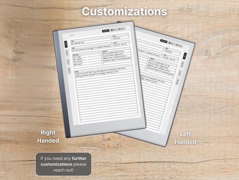 Meeting Minutes for Remarkable 2, Meeting Notebook, Hyperlinked, Left ...