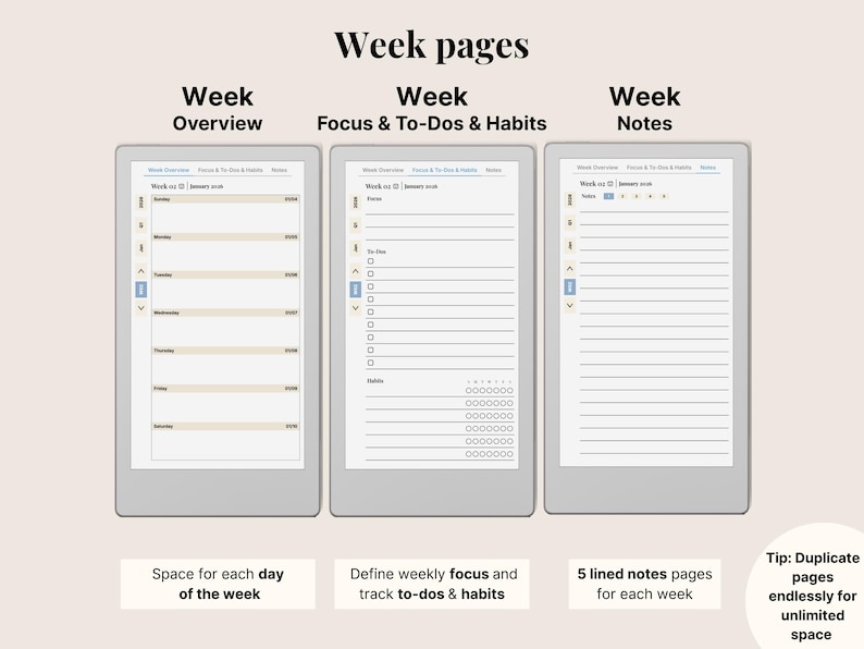 Daily Planner Pro for Remarkable Paper Pro Move, 2025, 2026, 2027 ...