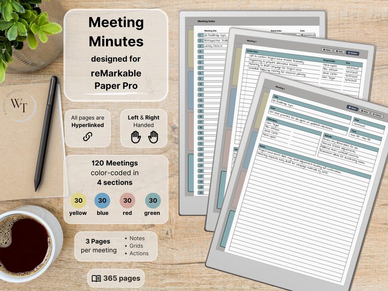 Meeting Minutes for Remarkable Paper Pro | 120 Note Entries ...