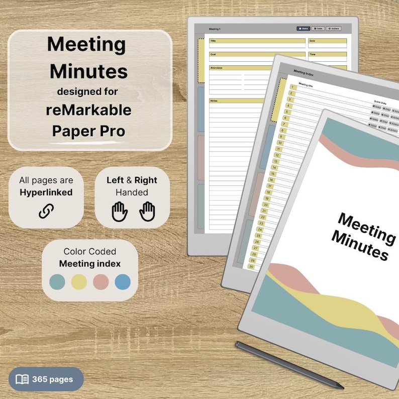 Meeting Minutes for Remarkable Paper Pro Meeting Notes Hyperlinked Left ...