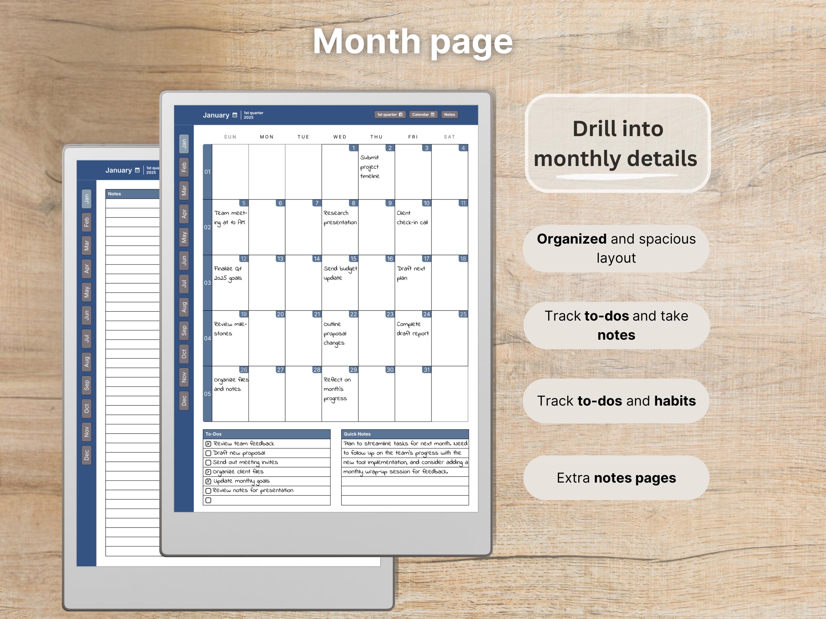 20252026 Premium Daily Planner for Remarkable Paper Pro Blue Full ...