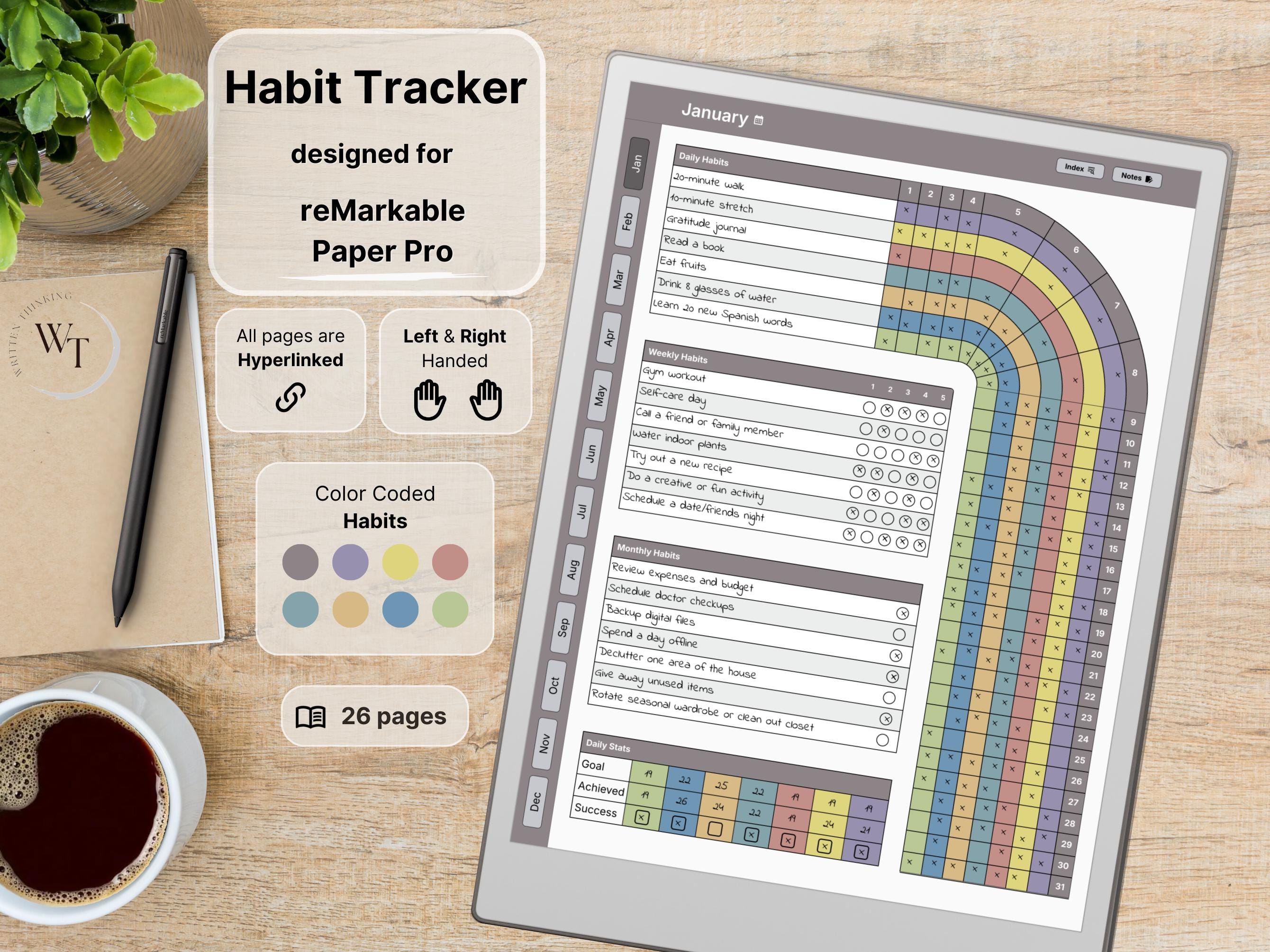 Habit Tracker for Remarkable Paper Pro | Daily, Weekly, Monthly Habits ...