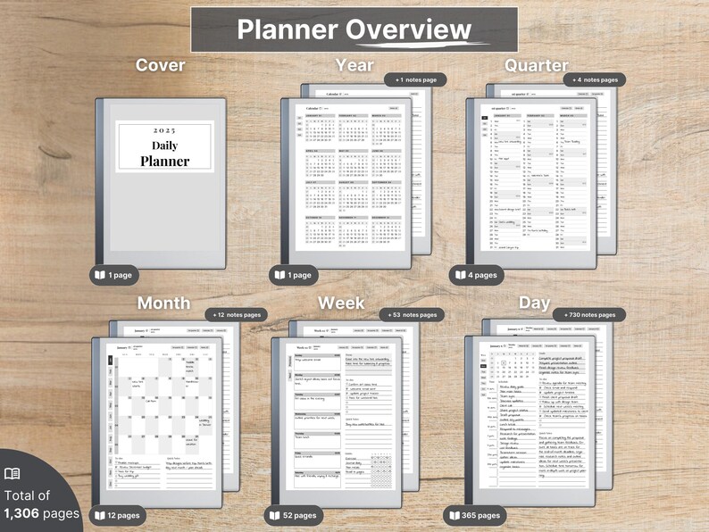 Premium Daily Planner for Remarkable 2 — 2025, 2026, Dated Calendar and ...
