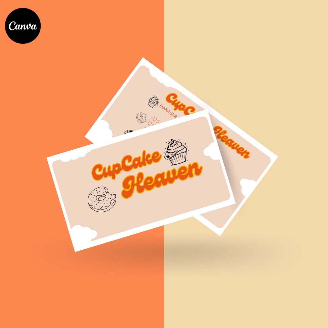 Bakery Business Card Template Cupcake Minimalist Printable Card DIY ...