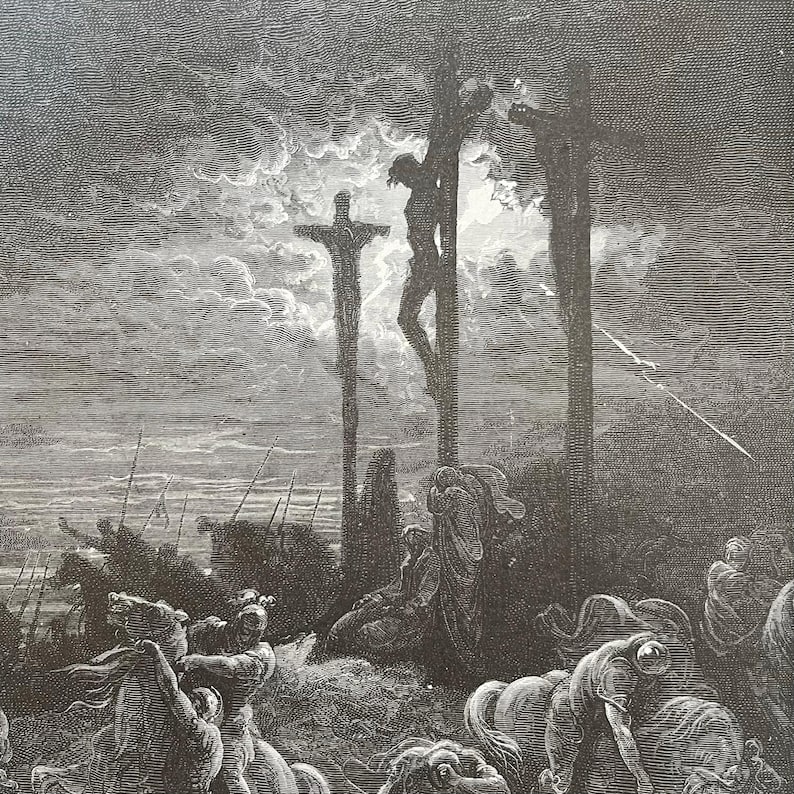 Close of the Crucifixion by Gustave Doré, the Bible Gallery 1880, 11x14 ...
