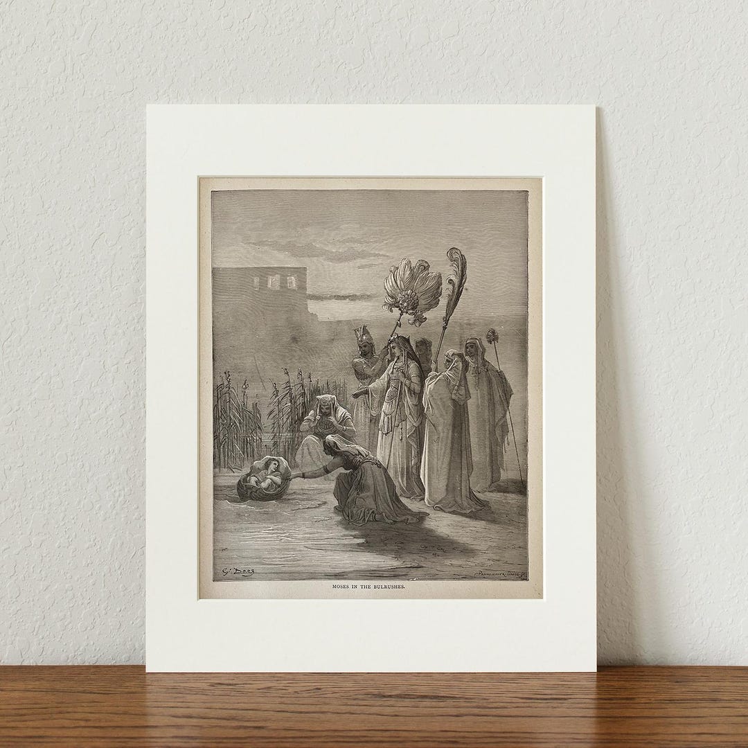 Moses in the Bulrushes by Gustave Doré, the Bible Gallery 1880, 11x14 ...